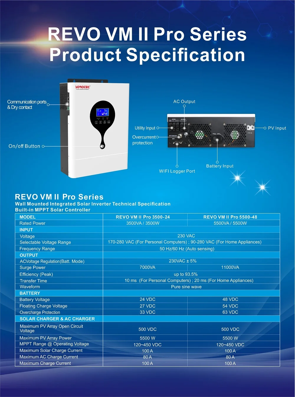 SOROTEC REVO VM II Pro Series 3500W 5500W Off Grid Solar Inverter With ...