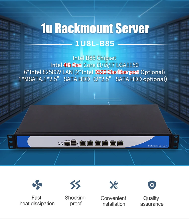 19 Inch Rackmount Computer Server Case With Intel I3 Processor,6 Lan ...