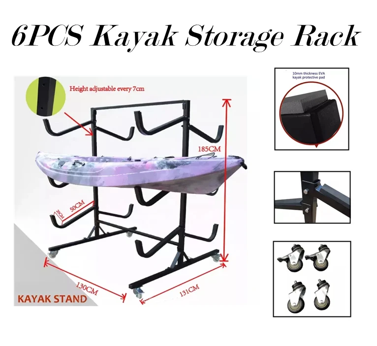 Metal Kayak Storage Rack Floor Standing Kayak Display Rack With Wheels ...