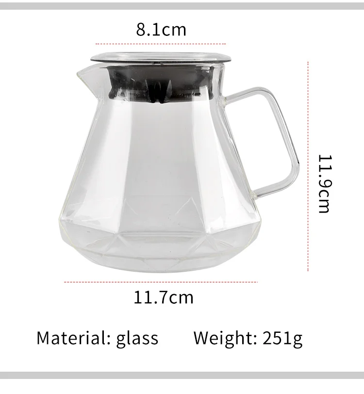Hot Coffee Dripper Glass Coffee Server Pot Pour over 600ml