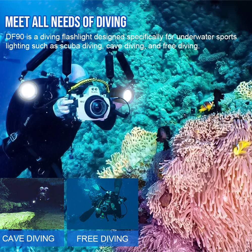 Trustfire 15000 Lumens Diving Torch - 70M Video Camera Flashlight