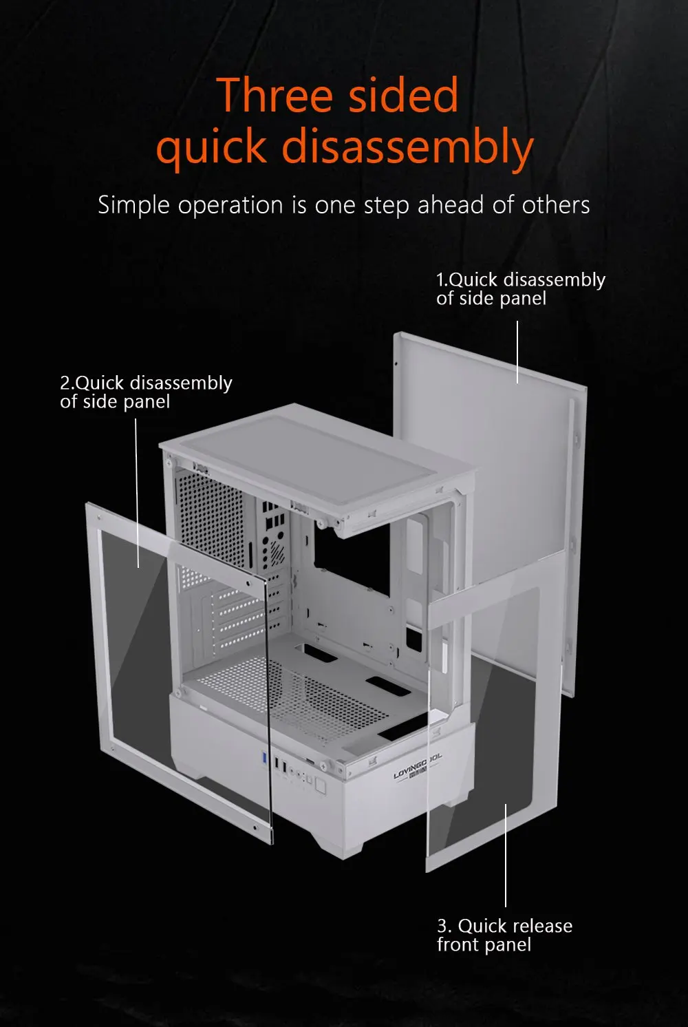 LOVINGCOOL Modern Mid Tower Gaming PC Case Aluminum Alloy MATX Computer ...