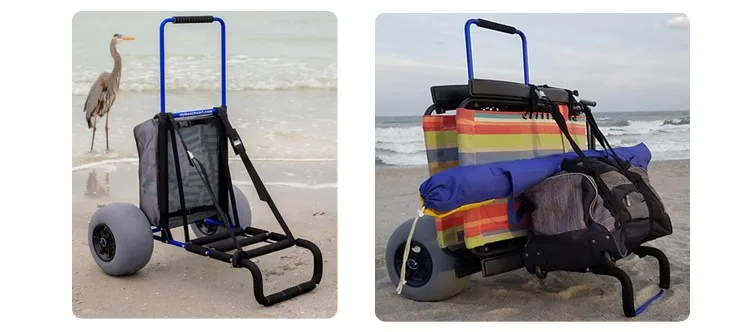 Aluminum Folding Two-Wheel Surf Fishing Carts with Balloon Wheels