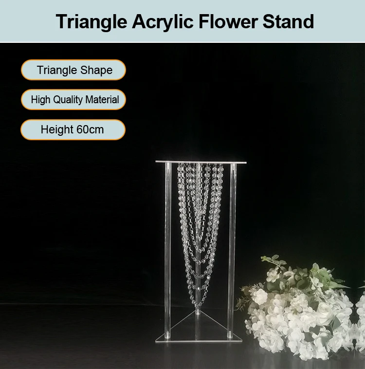 Triangle Shape Tall Clear Crystal Acrylic Wedding Centerpieces, Acrylic ...