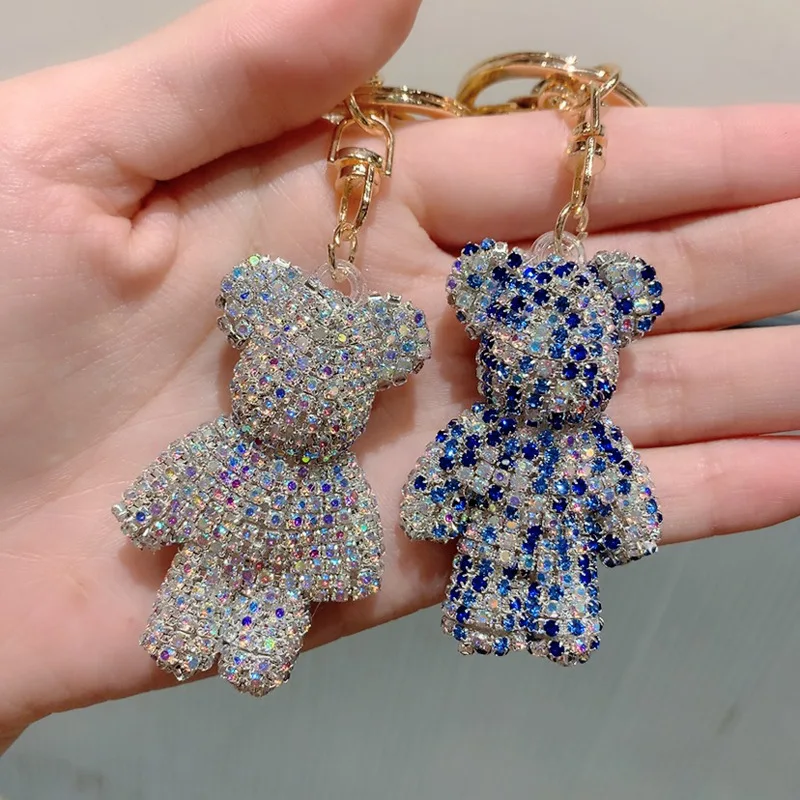 Cute Cartoon Diamond Bear Keychain Fashion Full Rhinestone Bear Doll ...