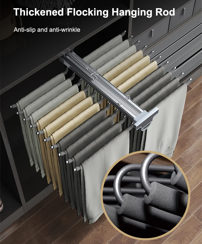HNOSS Wardrobe Metal Trouser Rack Hangers Retractable Double Sided Pull ...