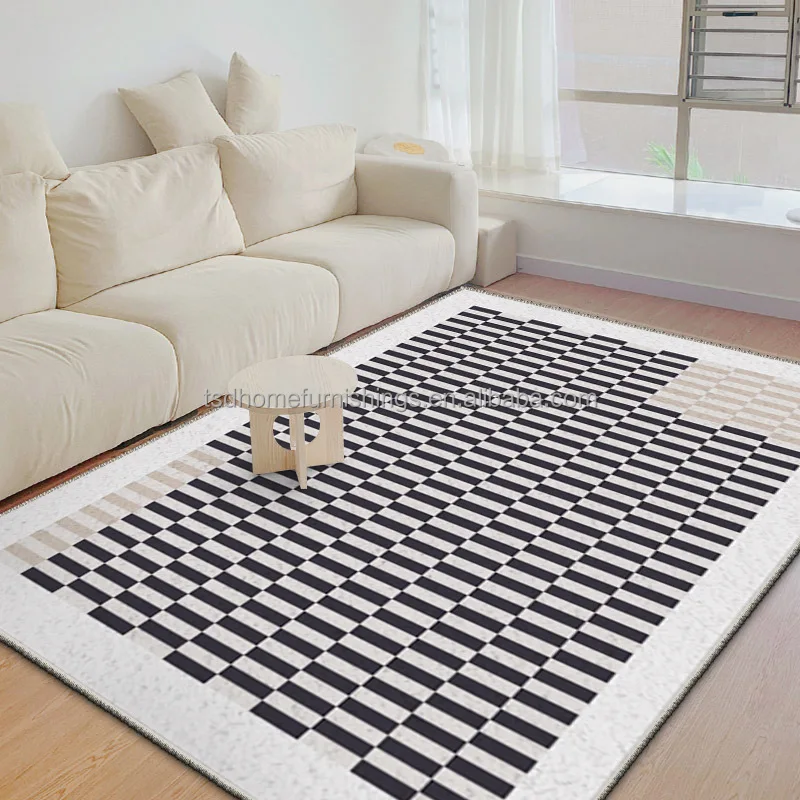 Rugs Living Room Large Crystal Velvet Carpet Printed Lines Rugs ...