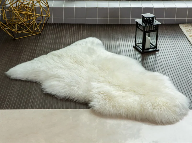 Cheap Sheep Skin White Fur Mat and Rug Home Decorative Shaggy Furry ...