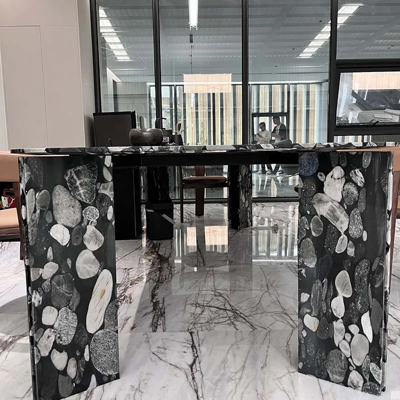 KINGS-WING Luxury Granite Stone Dining Table Black Marinace Granite ...
