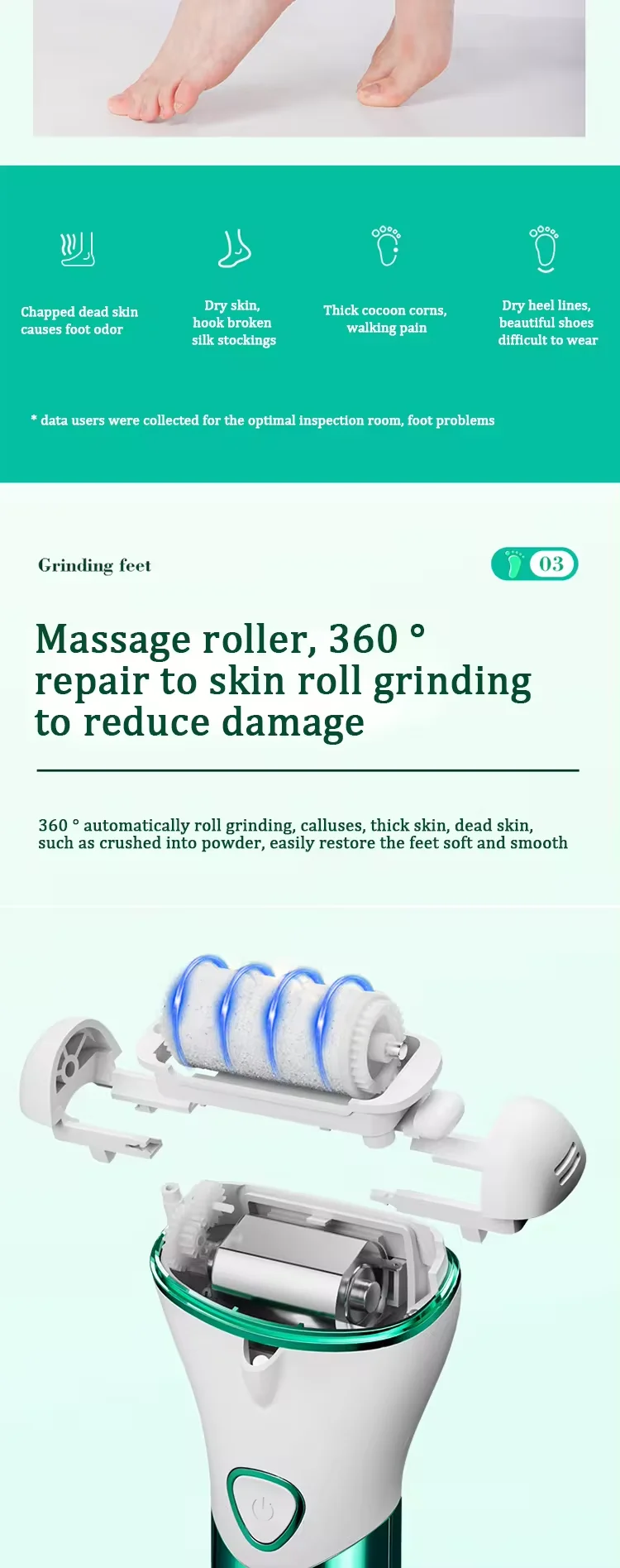 NEW Foot Wrinkle Remover Rechargeable Foot Sander Electric Foot File ...