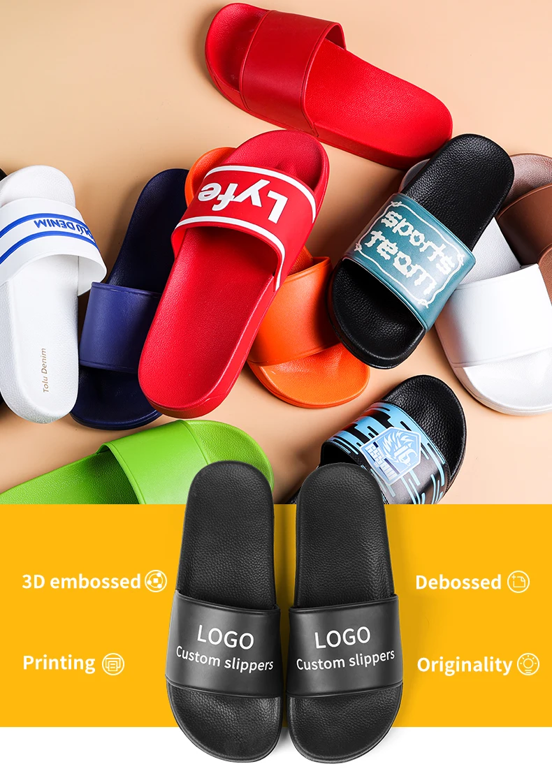 Custom Flip Flops Custom Printed Slippers Slides Footwear Custom Logo ...