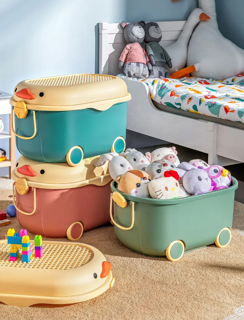 Cute Kids Storage Box Toys Books Storage Chest Cartoon Plastic Storage ...