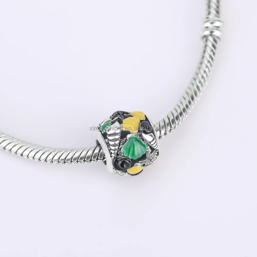 Jamaica Jamaican Flag Heart Beads - Sterling Silver Charms