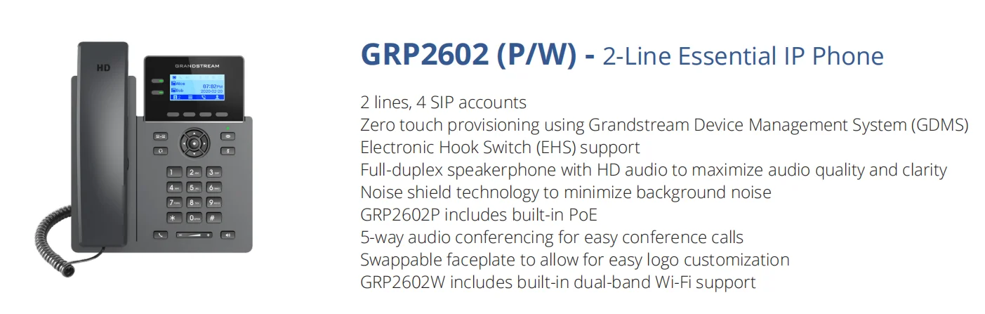 Grandstream GRP2601 IP Phone - Essential Voip Solutions