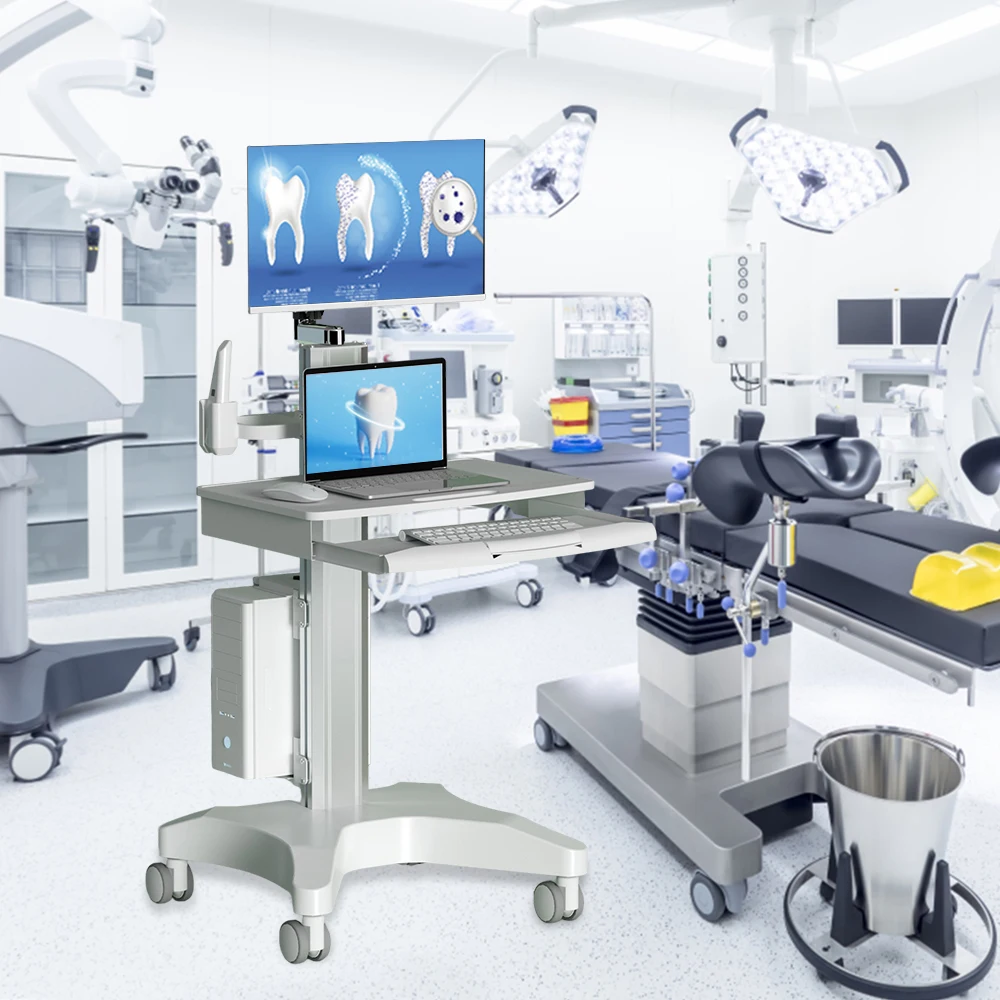 Customized Mobile Medical Computer Trolley Cart Hospital Furniture ...