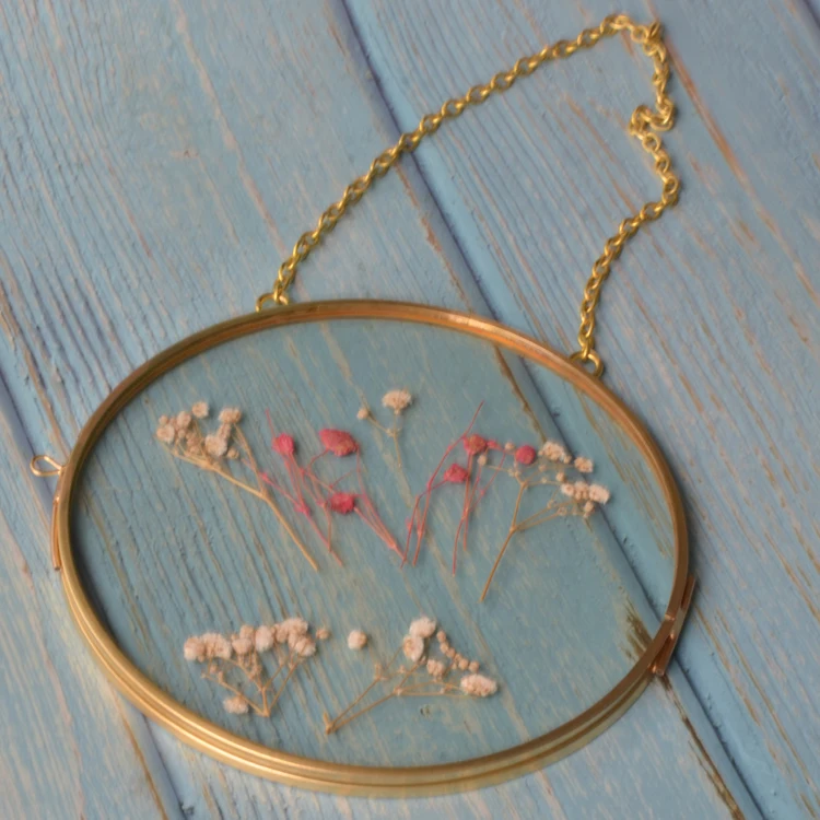 Wholesale Round Shape Metal Brass Soldered Hanging Double Glass Frame ...