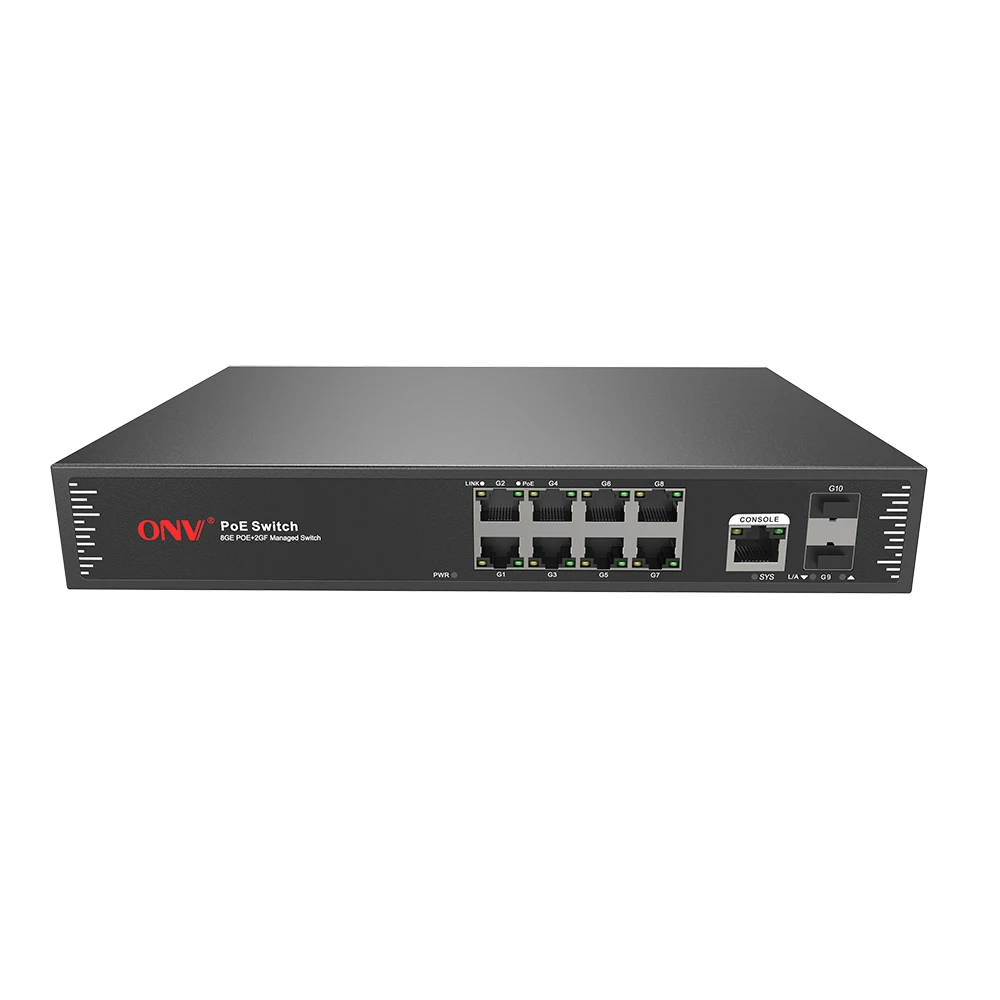 ONV Manufacture 10-port Gigabit Managed PoE Switch With SFP, PoE Fiber Switch for CCTV Security ...