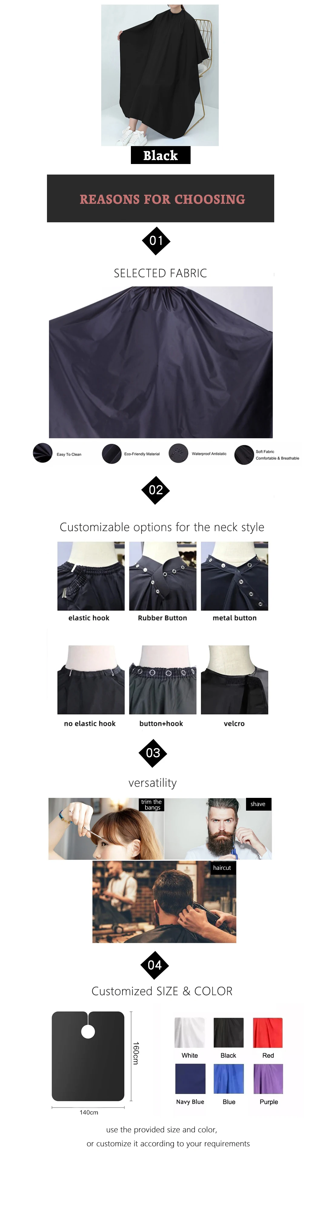 Professional Wholesale Customized Barber Cape - Polyester