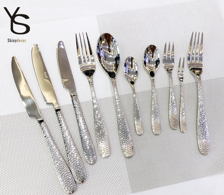 Luxury High Quality Wedding Shiny Silver Cutlery Set Stainless Steel ...