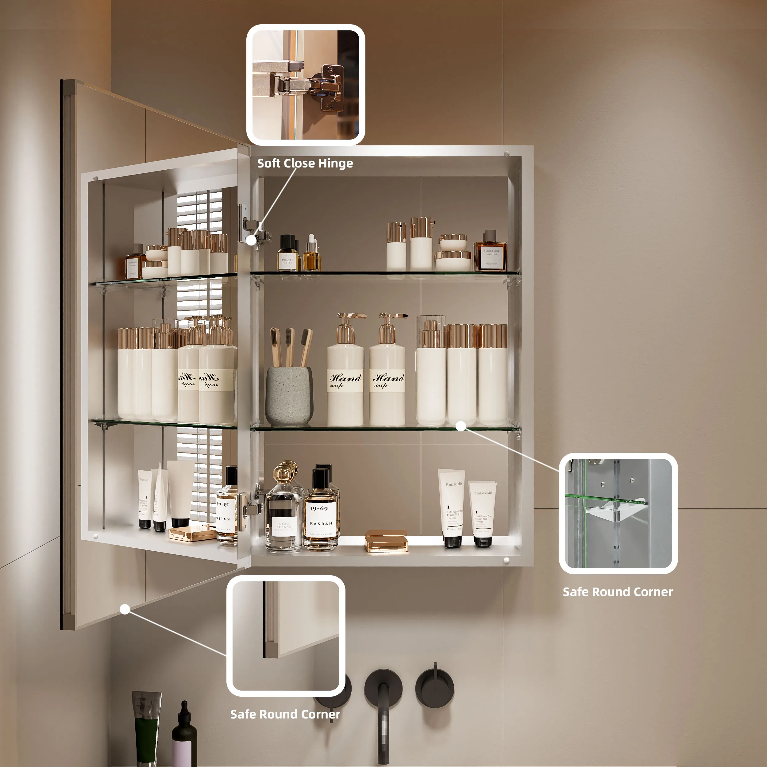 Adjustable Shelf Modern Wall Mounted Defogger Smart Vanity Led Medicine ...