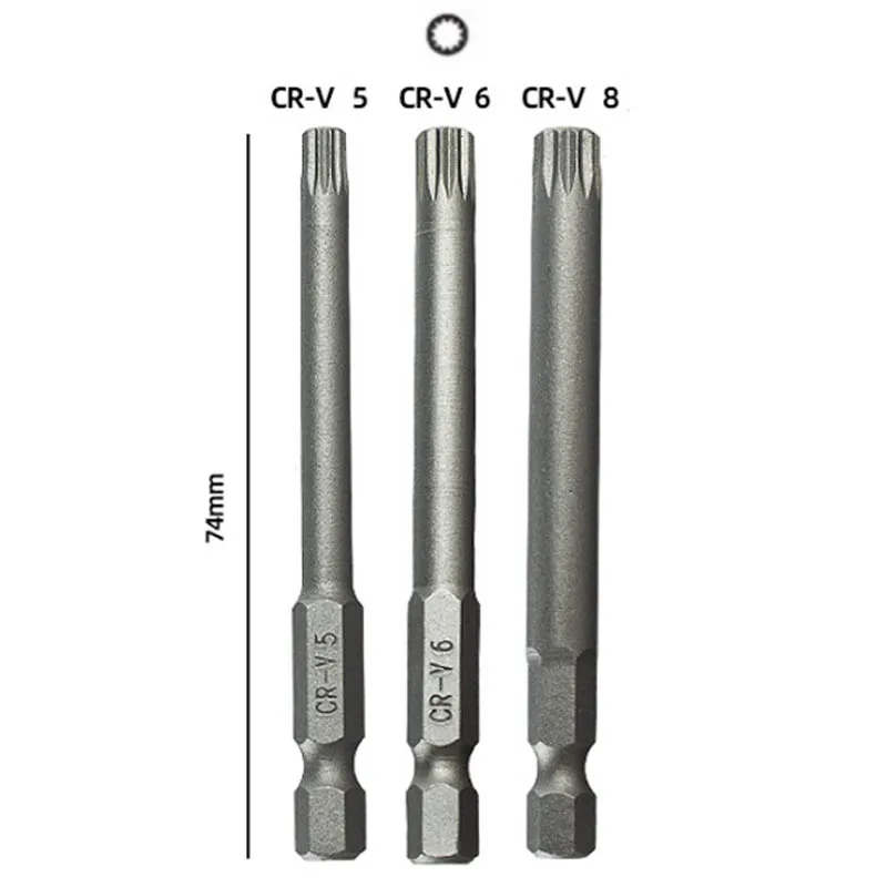 50pcs Extra Long Reach Bit Set 75mm Security Screwdriver Bits Torx Star Hex Square Spanner Bit ...
