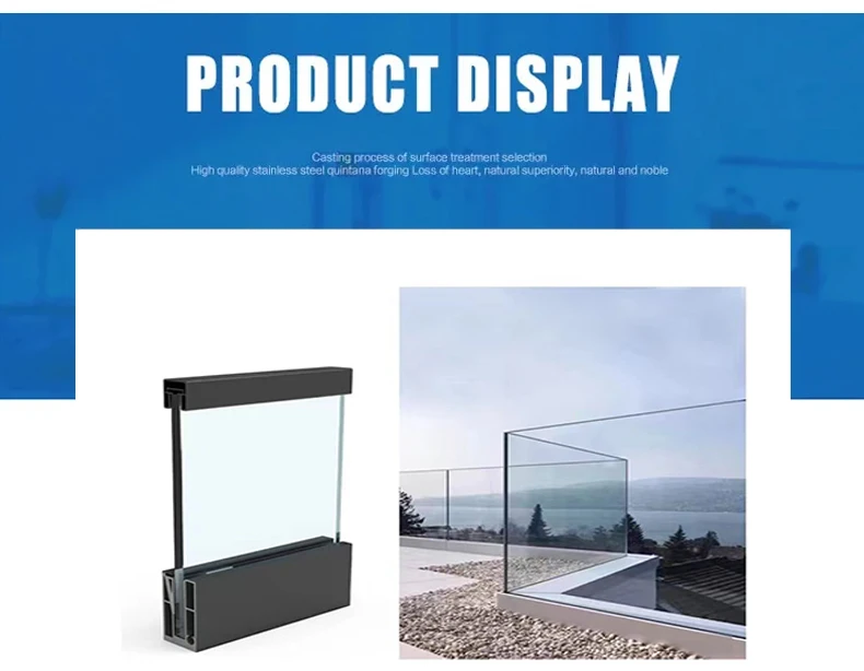 Aluminum U Channel Railing for Frameless Glass Balustrade