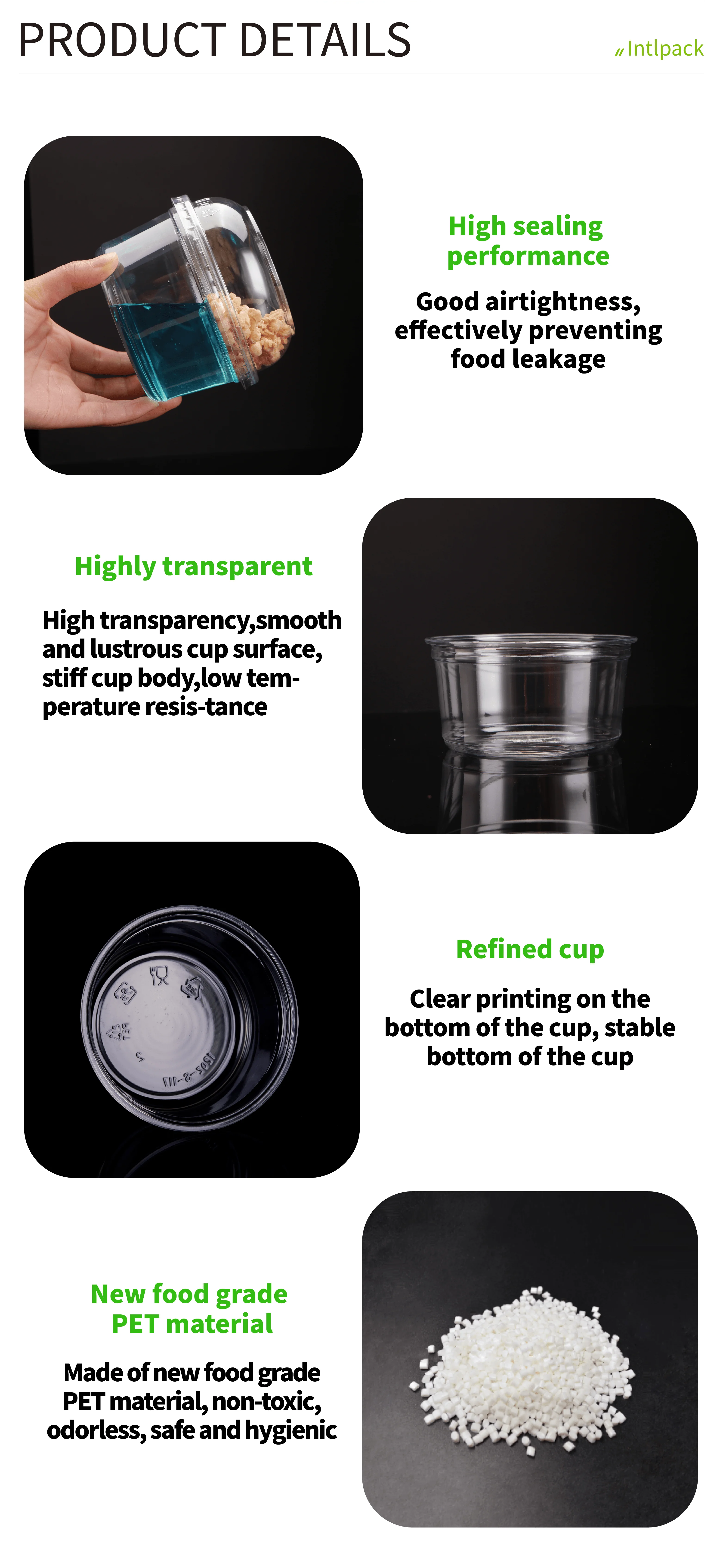 Wholesale Custom PET Clear Plastic Parfait Cups with Lids