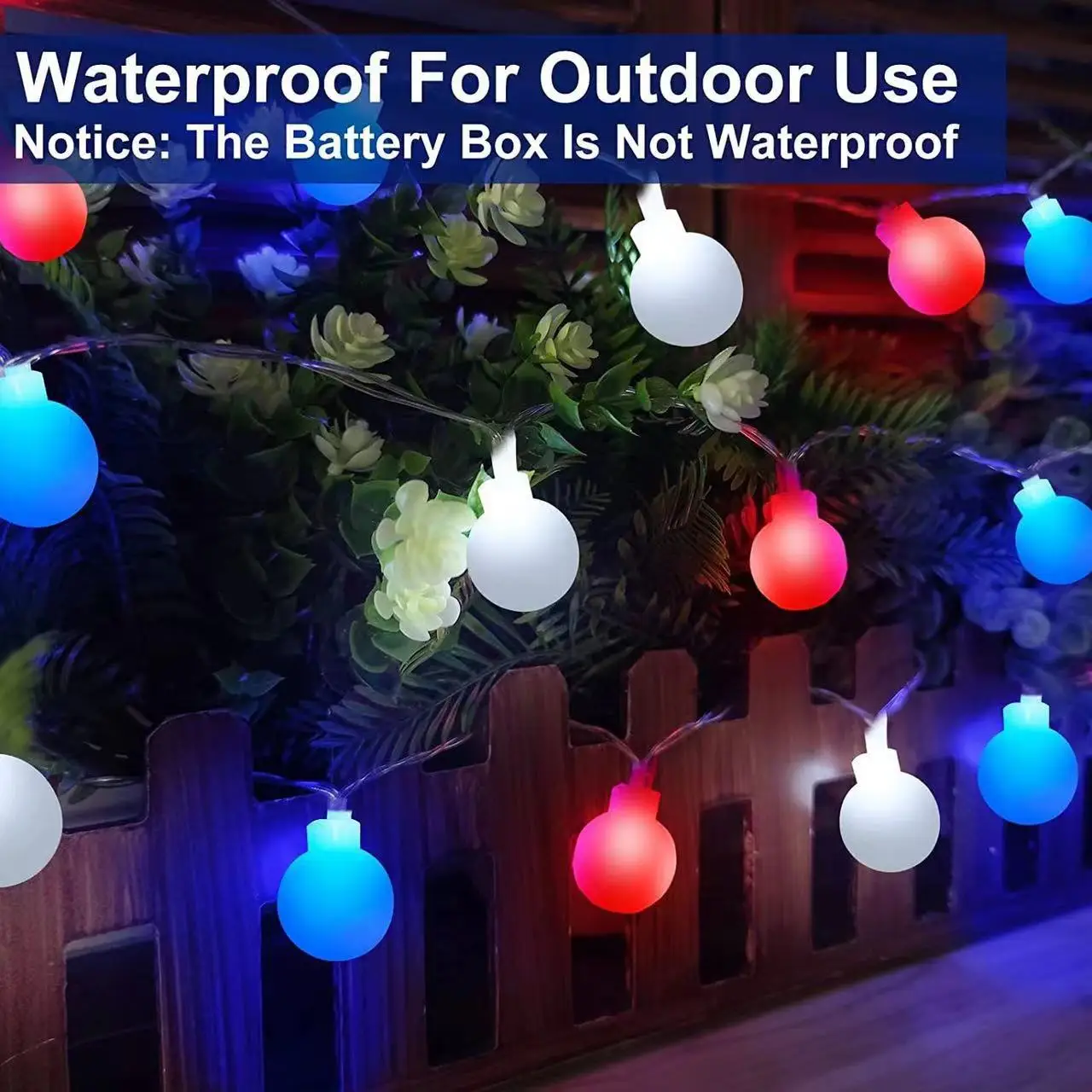 3M Battery-Powered 20 LED American Color Small Ball String Light for ...