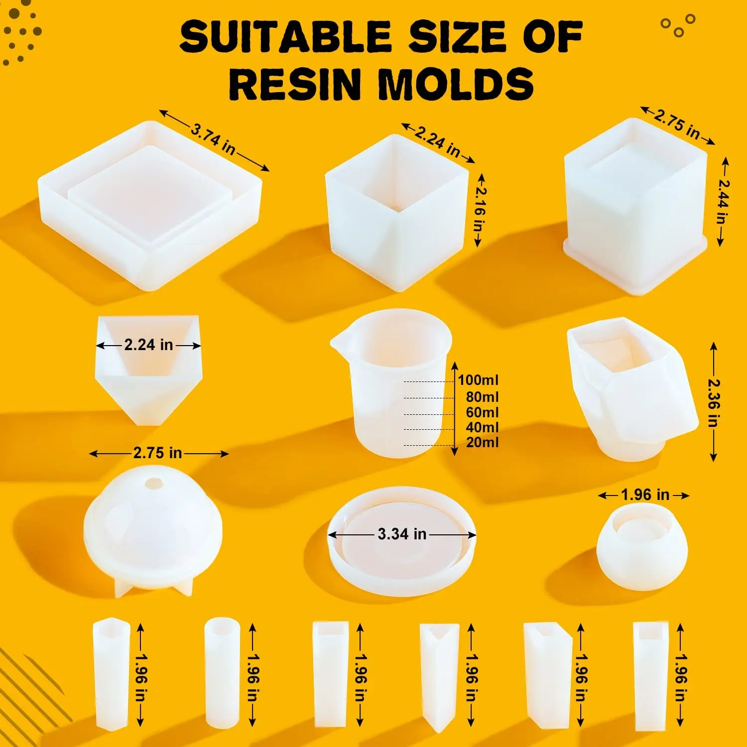 14Pcs Silicone Epoxy Resin Molds Set for Coasters, Jewelry, and Art ...