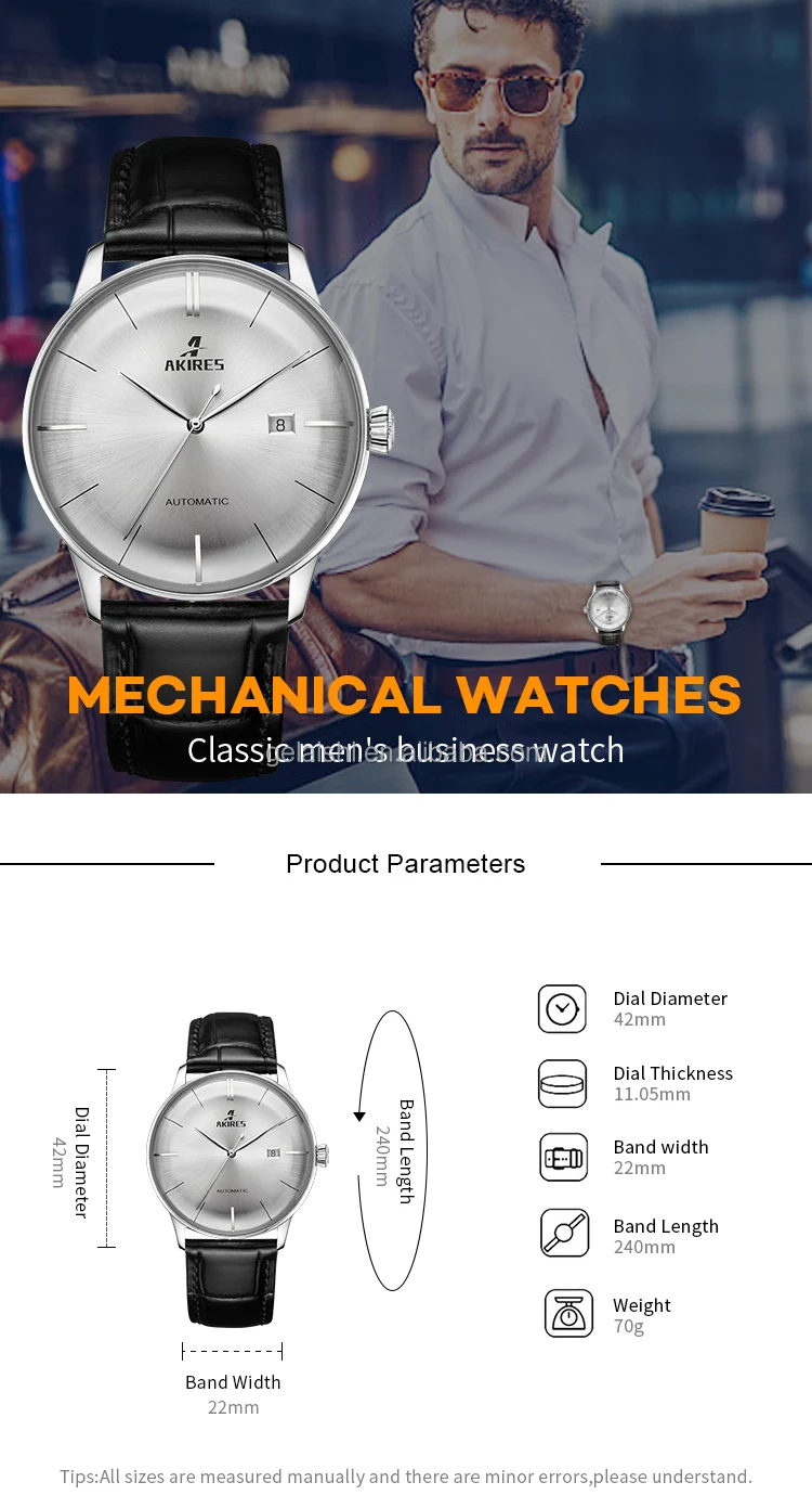 Men's Ultra Thin Automatic Mechanical Watch with Sapphire Crystal