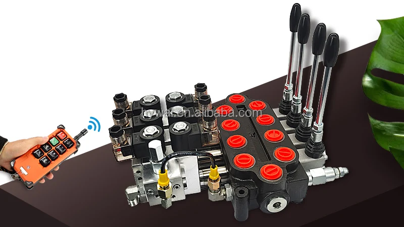 24v Electric Control Monoblock Hydraulic Valve Block With 4 Spool ...