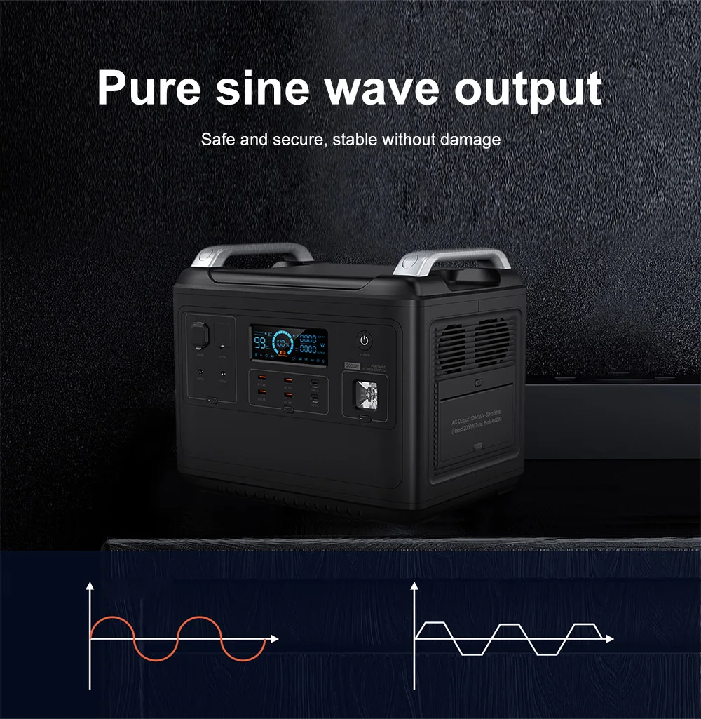 New Energy Generator Mppt Input Two-Way 2000W Quick Lifepo4 Portable ...