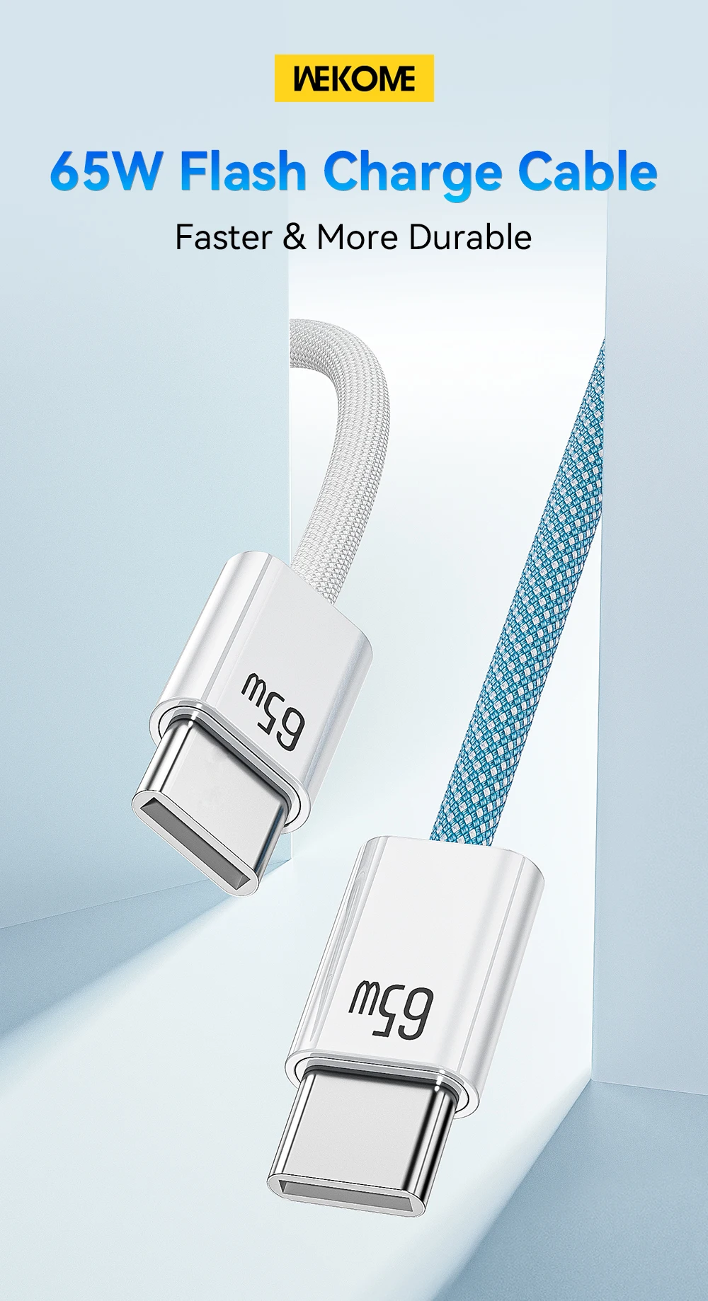WEKOME 65W 1M Mobile Phone USB Data Cable Type c Fast Charging Data ...
