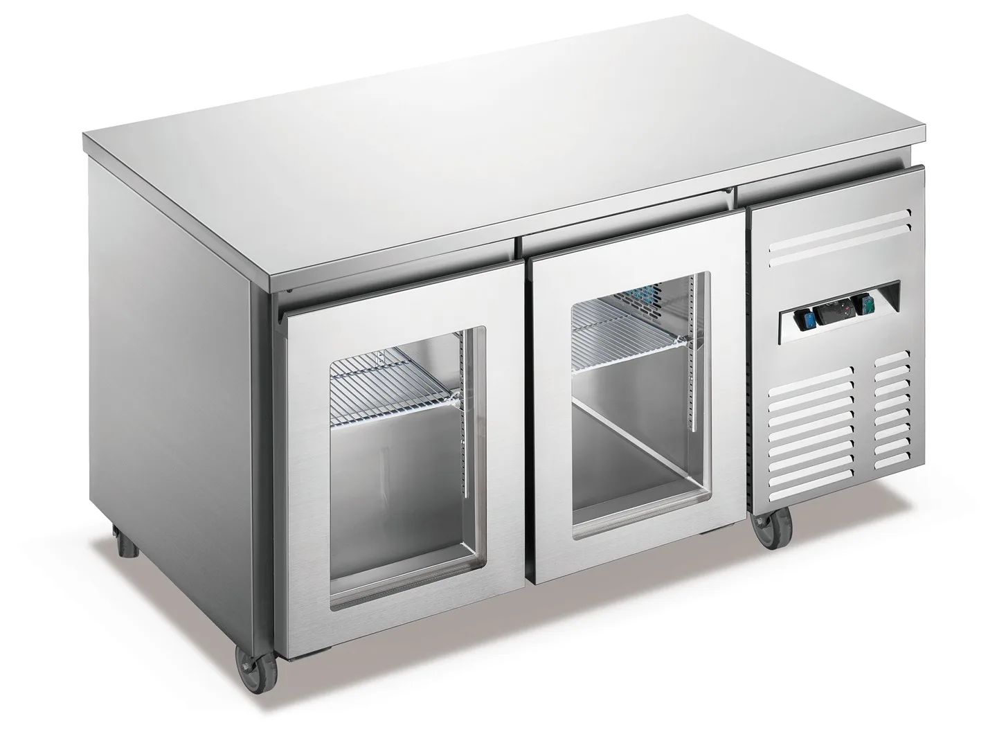 2 Glass Door Ventilated Undercounter Refrigerator High Ambient ...