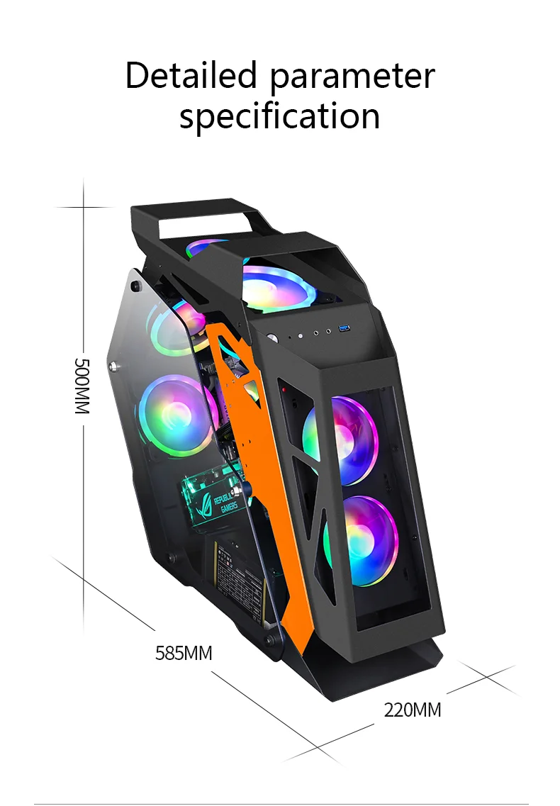 Mid Tower M-ATX Gaming Case with Tempered Glass & RGB Leds