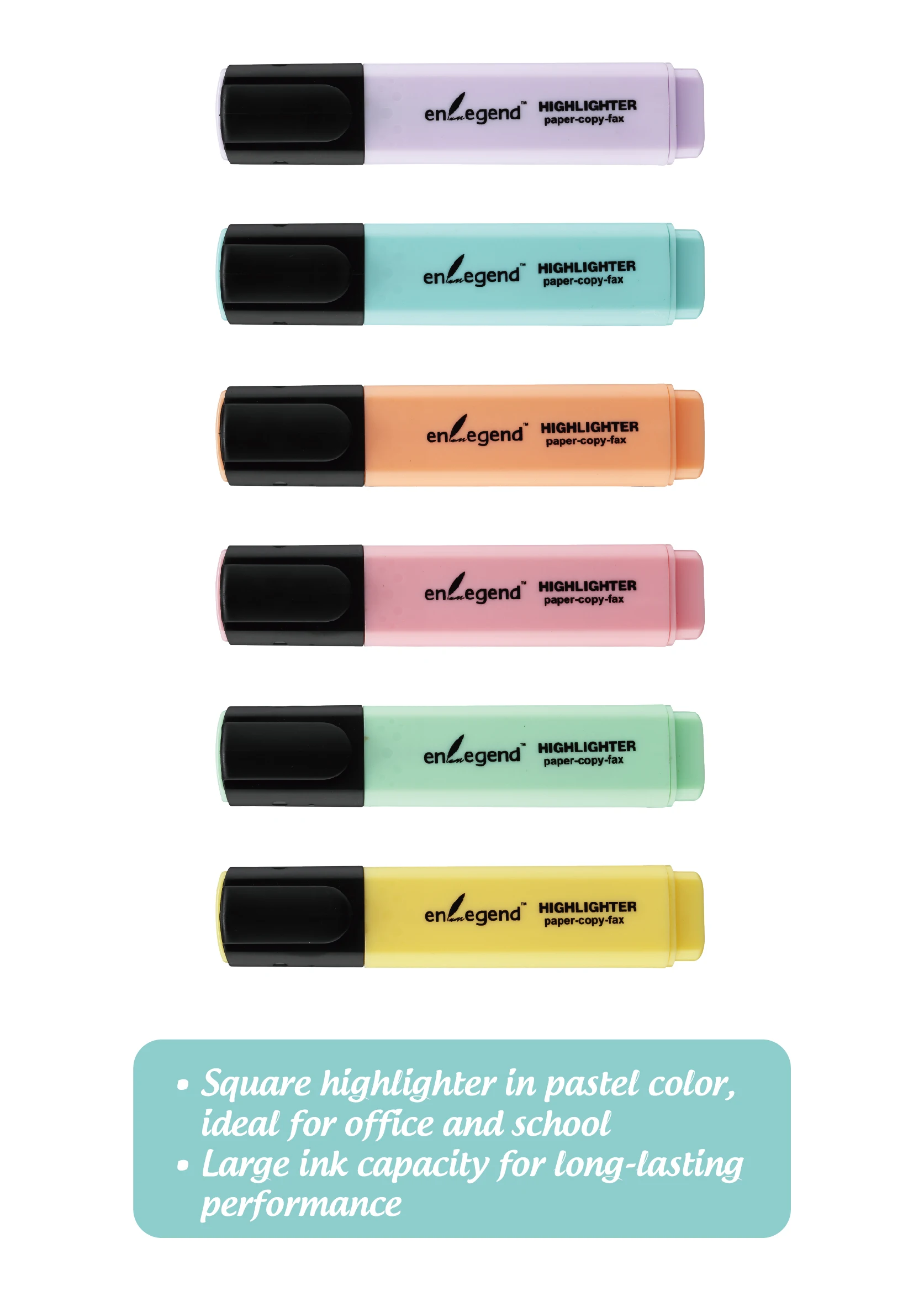 Pastel Color Square Barrel Highlighter: Large Ink Stationery For Office ...