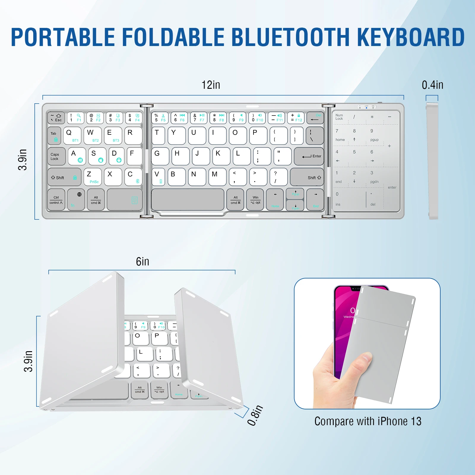 Wireless Foldable Keyboard Perfect For Laptop And Tablet