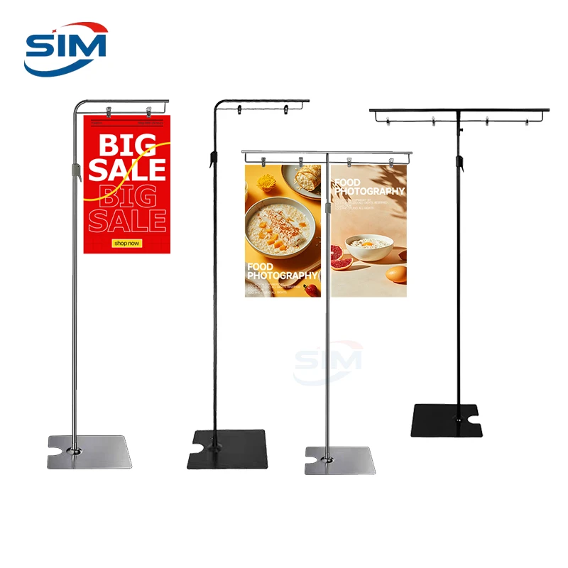 Adjustable Supermarket Poster Display Racks Weatherproof Metal Banner ...