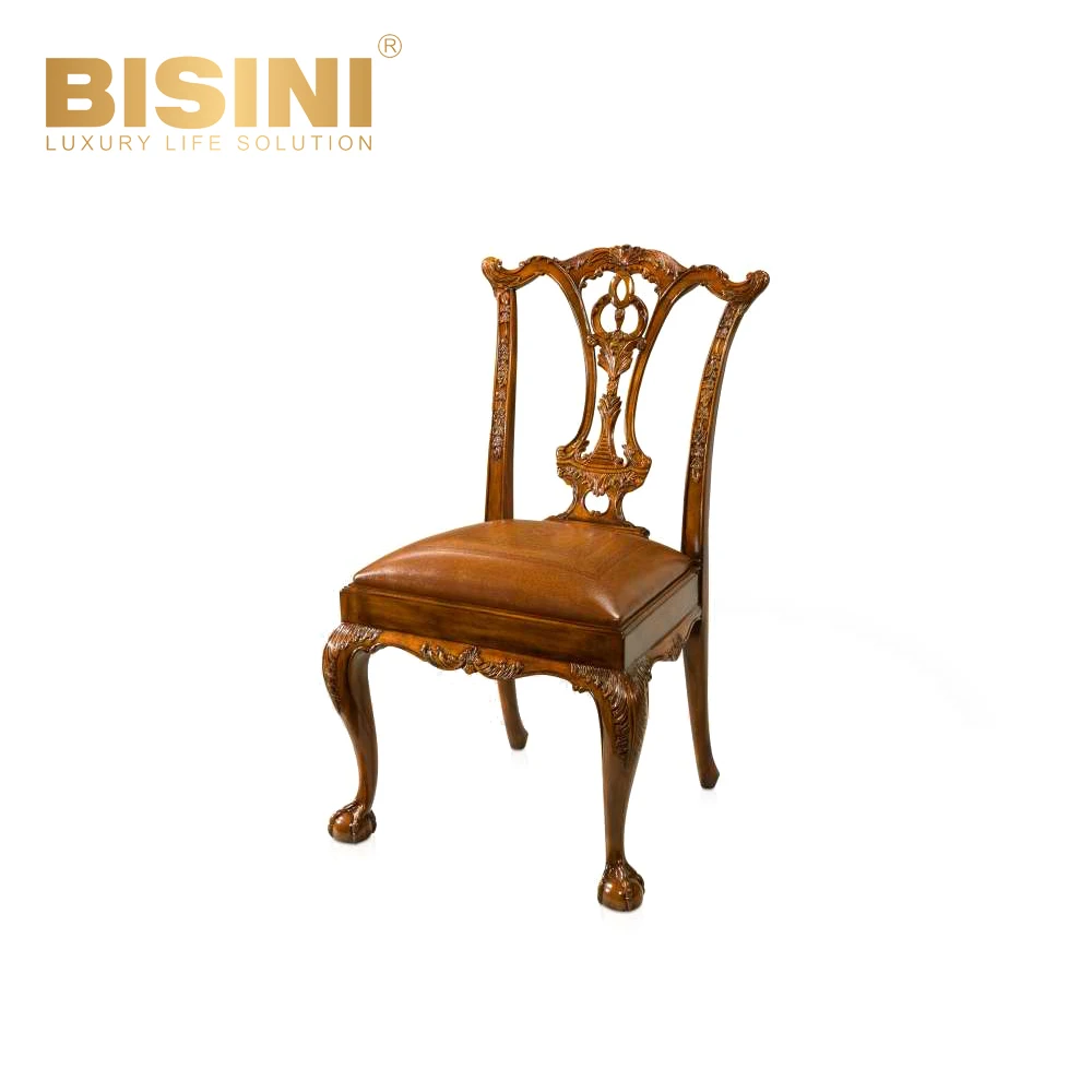 Exquisite Solid Wood Carving Dining Chair Casual Armchair Dining Chair ...