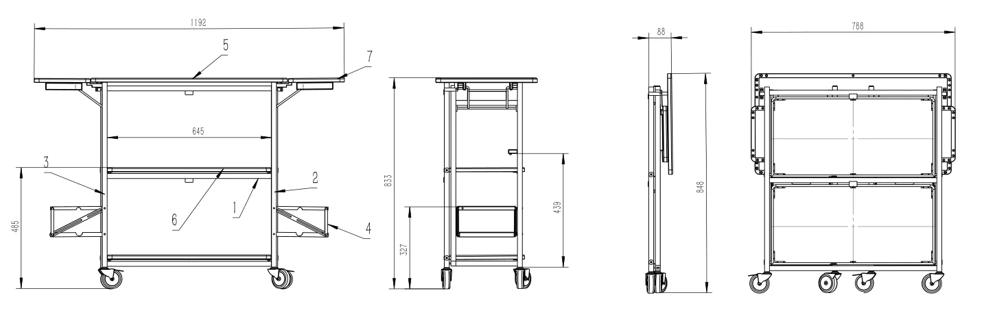 Aircraft Shelf Folding Table - Airport Foldable Cart with Wine Holder