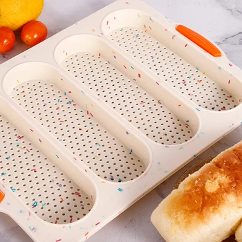 Aosu Custom 4 Cavity Long Silicone Cake Mold Bottom Exhaust Hole ...