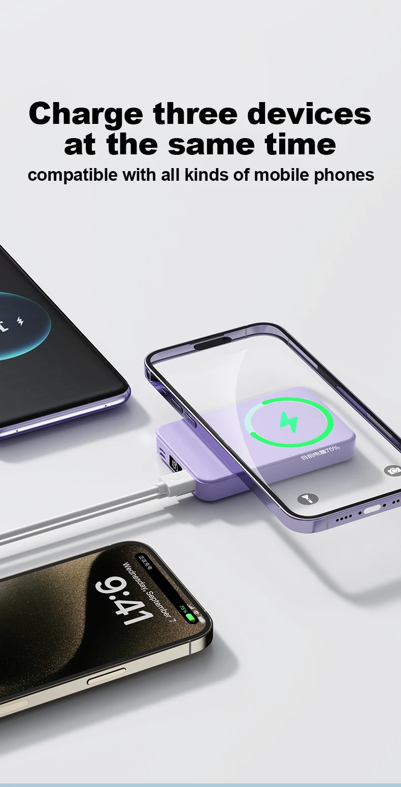 Mag Battery Pack Fast Charging PD 22.5W Power Bank 10000mAh Magnetic ...