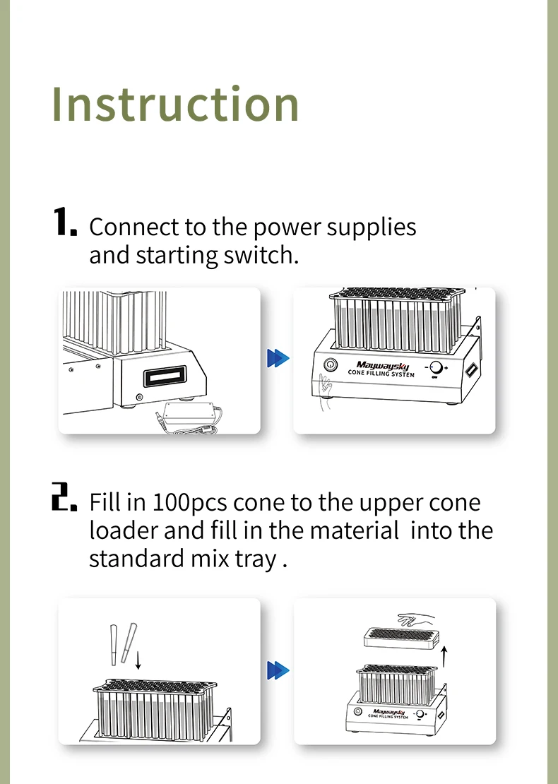 Maywaysky 100pcs Cone Filling Machine King Size 84mm/98mm/110mm Cone ...