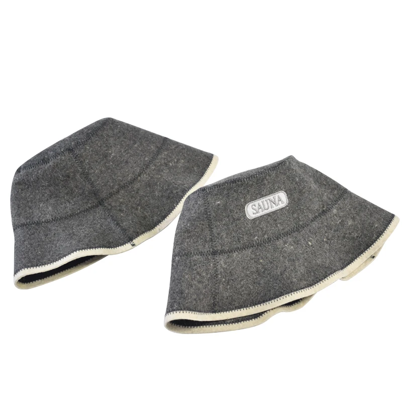 Custom Embroidery Logo Wool Sauna Bucket Hat for Bath House Head Protection