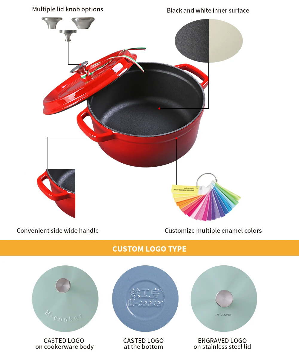 Mcooker 2023 Germany Round Cast Iron Enamel Big Seafood Cooking Dinner ...