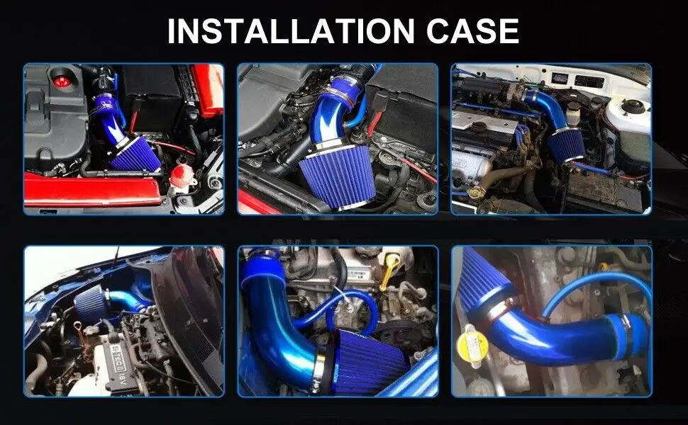 Raracing3'' Universal Car Cold Air Intake Filter Induction Kit Aluminum ...