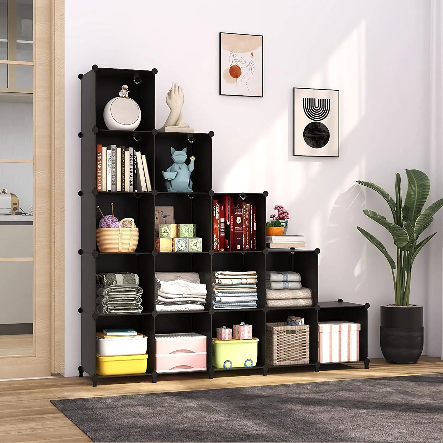 Storage 9 Cubes Closet Storage Box Rack Plastic Storage Cube Diy Closet ...
