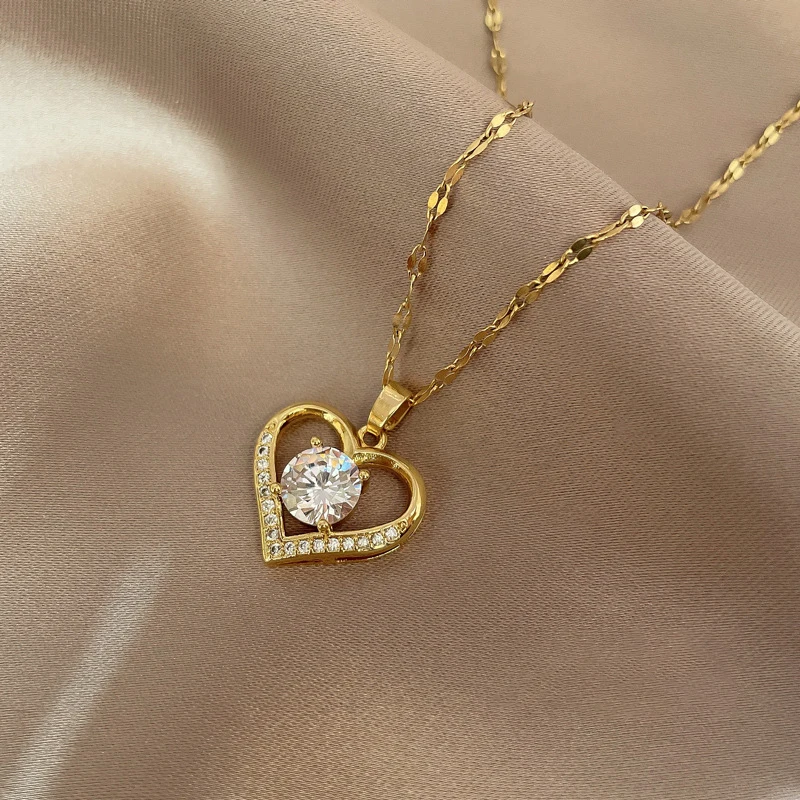 Fine Stainless Steel Colie Chain Pendant Gold Plated Valentines Day ...