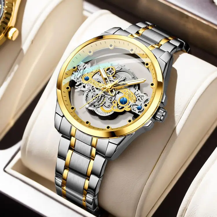 Top Design Men's Skeleton Skeleton Watch Mechanical Vintage Quartz ...
