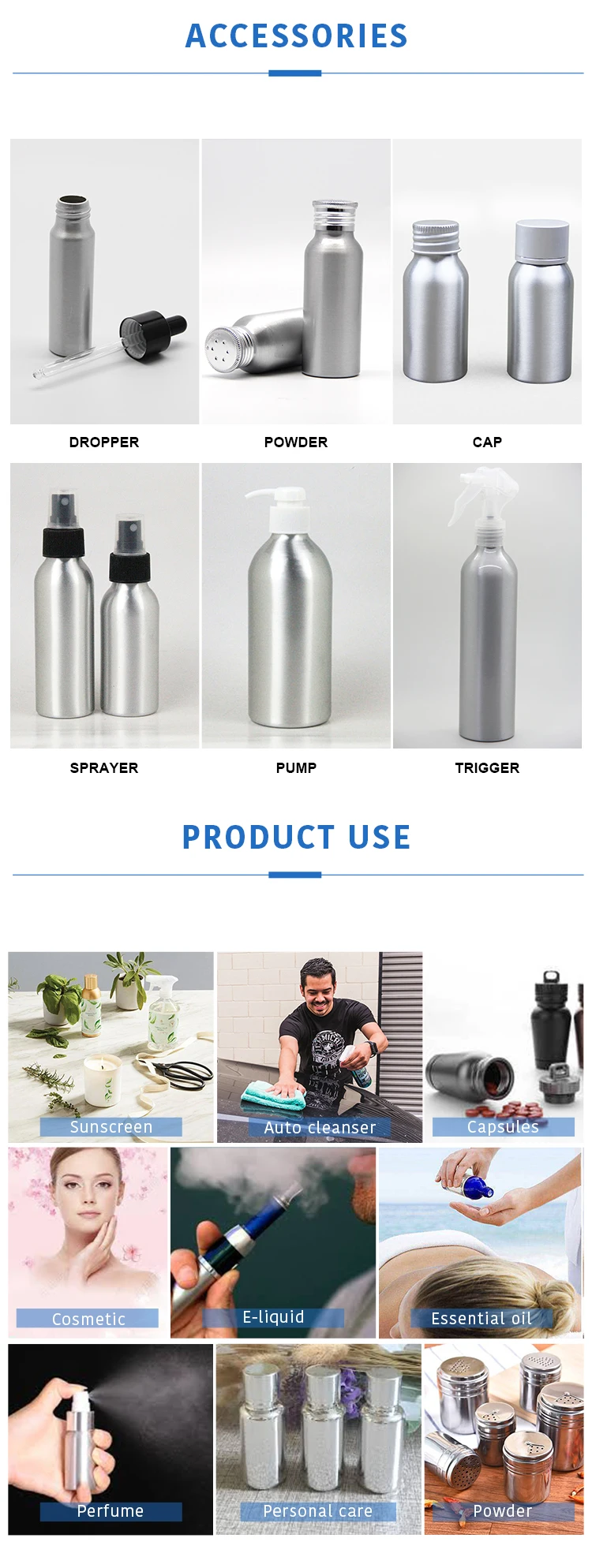 Metal Cosmetic Aluminum Bottles - Durable & Versatile